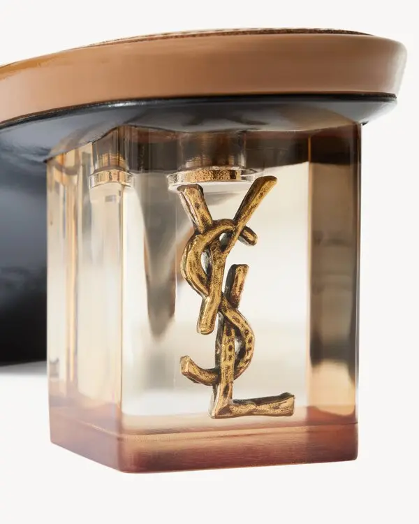 Saint Laurent Sip Mule Sandals In Mesh And Patent Leather