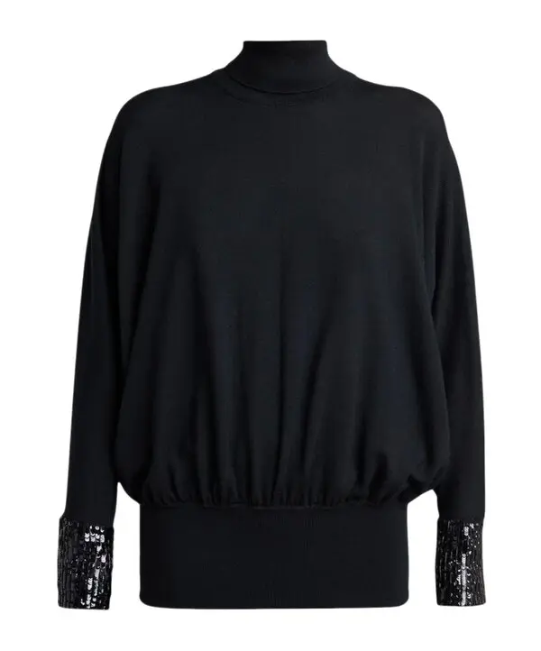 Valentino Garavani Sequin Embellished Gathered Jumper