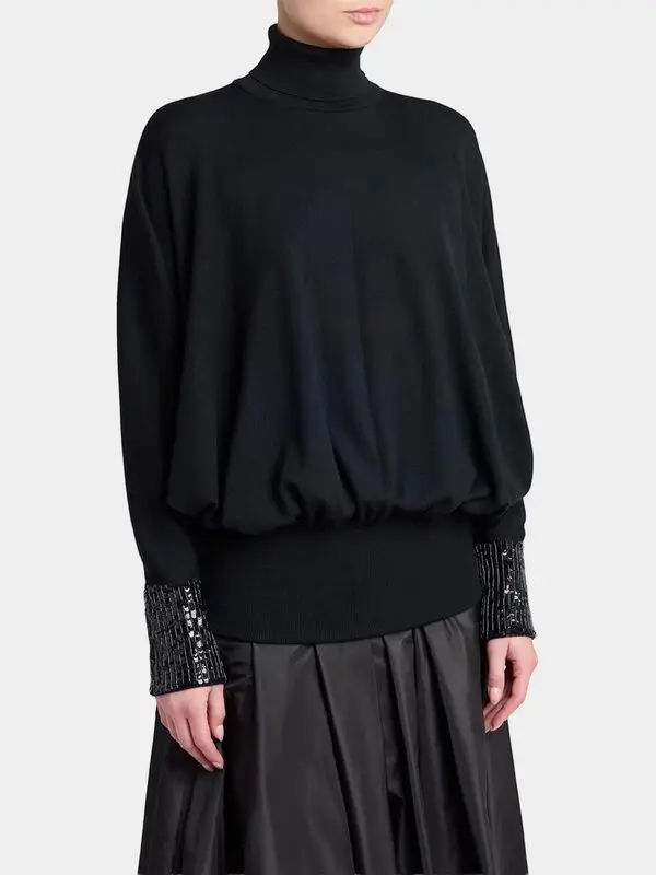 Valentino Garavani Sequin Embellished Gathered Jumper