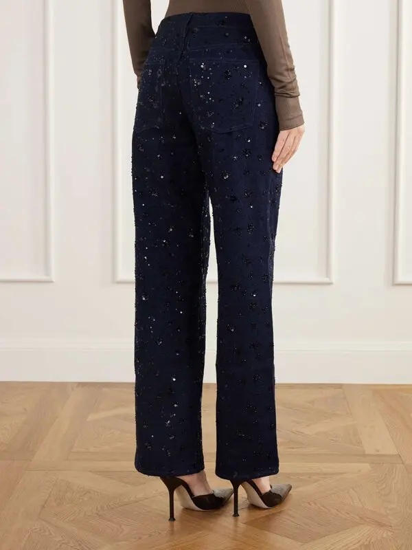 FRAME The Embellished Saturday Low-rise Straight-leg Jeans