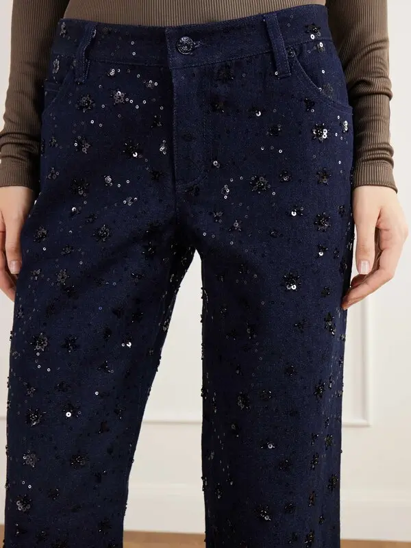 FRAME The Embellished Saturday Low-rise Straight-leg Jeans