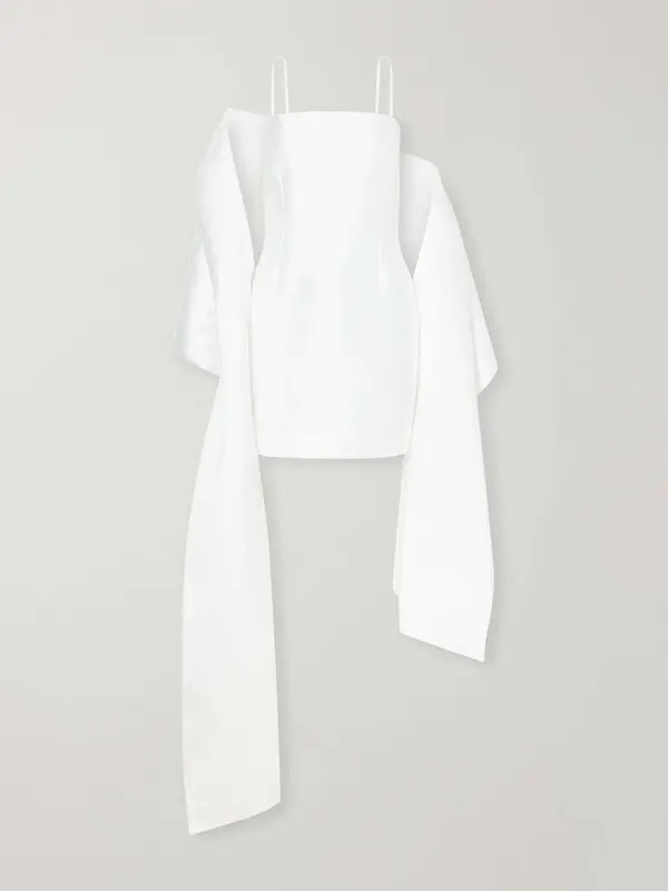 Solace London Bessette Shawl-detail Satin-twill Mini Dress