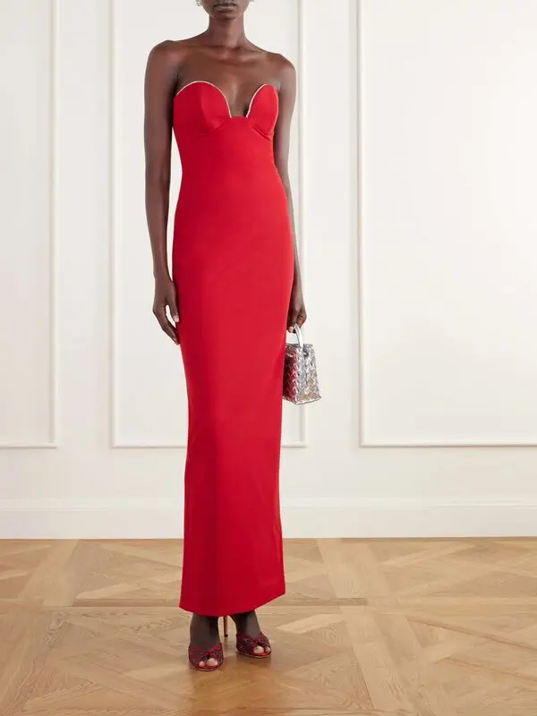 Solace London Sommer Embellished Strapless Stretch-crepe Gown