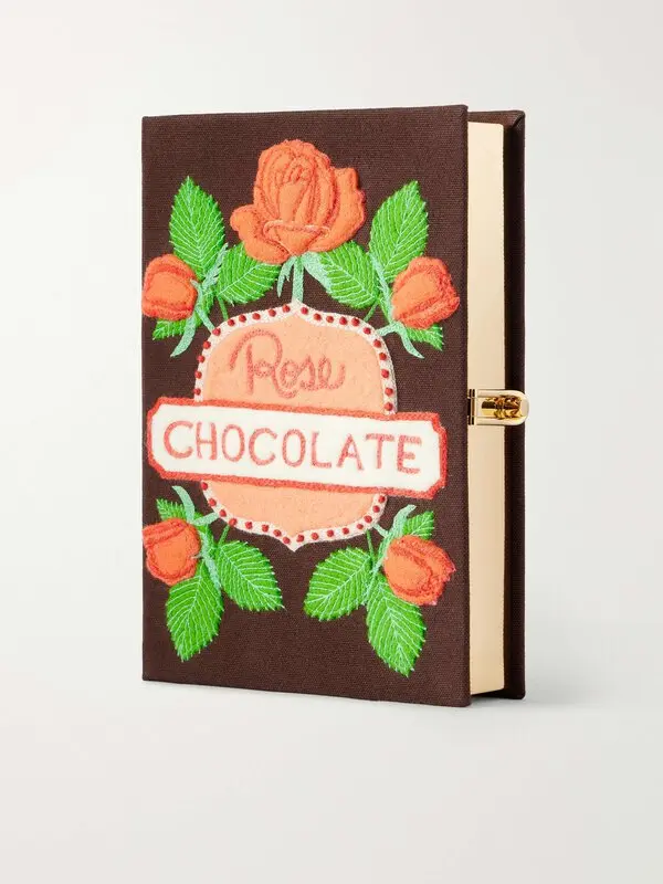 OLYMPIA LE-TAN Rose Embroidered Canvas Clutch