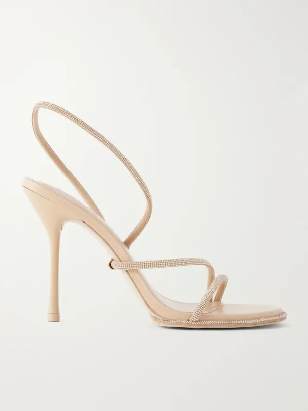 Cult Gaia Candace 105 Crystal-embellished Leather Sandals - Neutrals