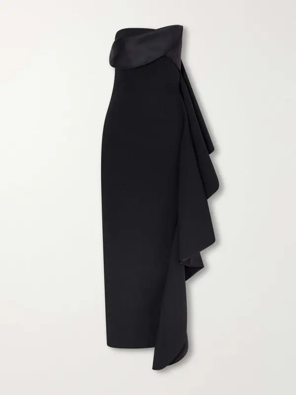 Solace London Andress Strapless Ruffled Crepe Bustier Gown