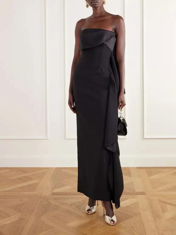 Solace London Andress Strapless Ruffled Crepe Bustier Gown