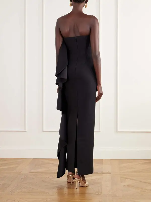Solace London Andress Strapless Ruffled Crepe Bustier Gown
