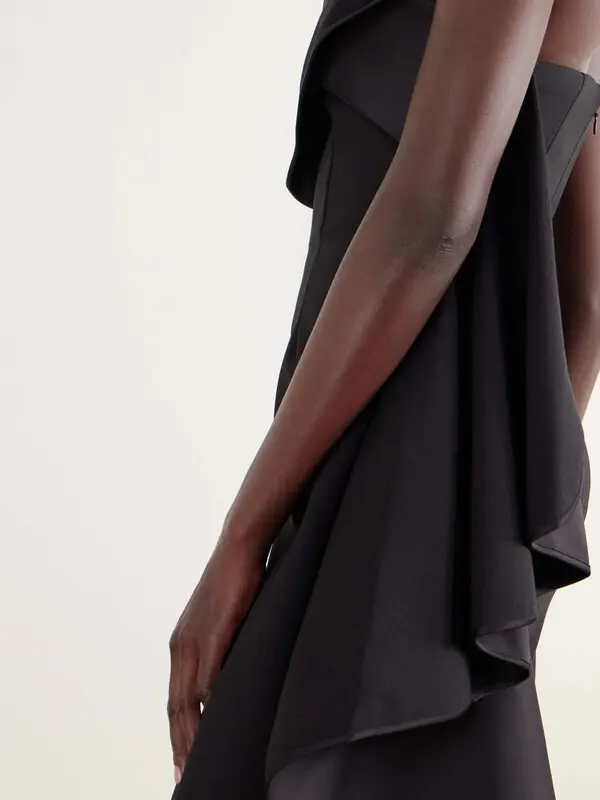 Solace London Andress Strapless Ruffled Crepe Bustier Gown