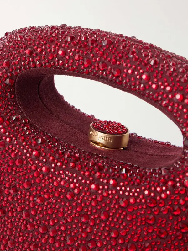 Cult Gaia Mimi Crystal-embellished Suede Top-handle Bag