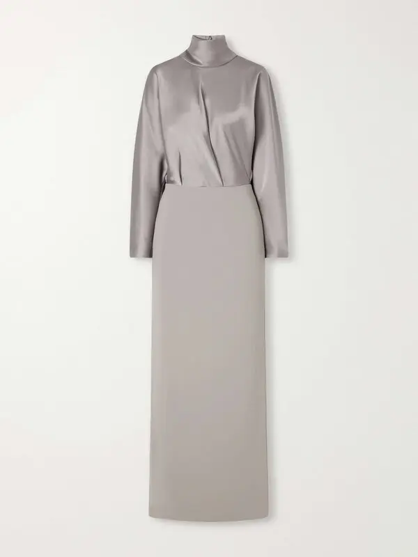 Solace London Sedgewick Satin And Stretch-knit Crepe Gown