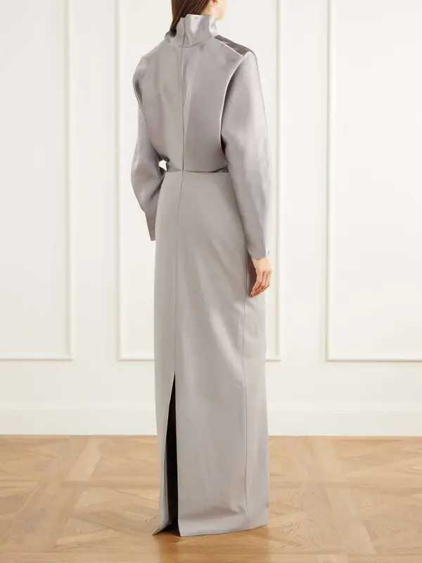 Solace London Sedgewick Satin And Stretch-knit Crepe Gown
