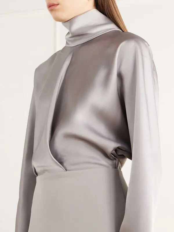 Solace London Sedgewick Satin And Stretch-knit Crepe Gown