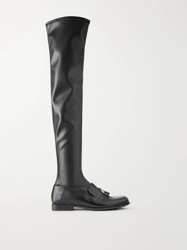 TOD'S Gomma Tasseled Leather Over-the-knee Boots