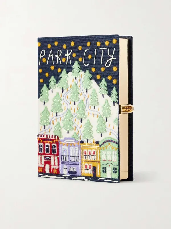 OLYMPIA LE-TAN Park City Embroidered Canvas Clutch - Multi