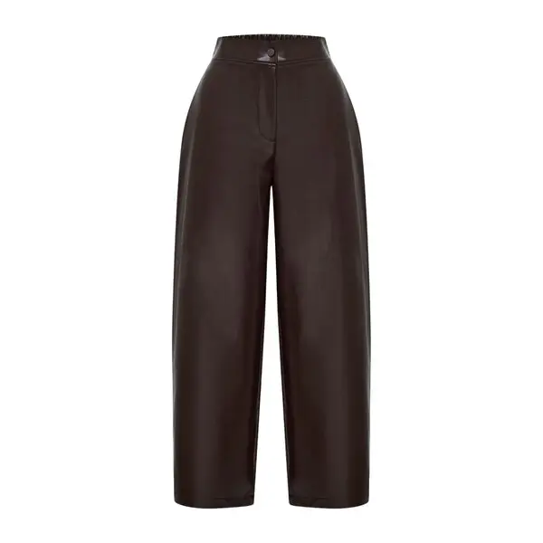 THISISU COLLECTION Penelope Wide-leg Vegan Leather Trousers – Burgundy