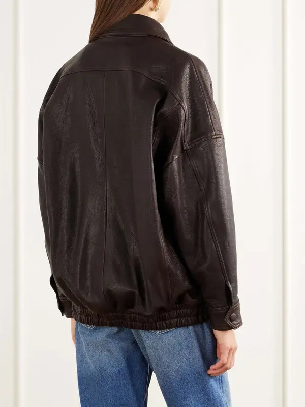Nour Hammour Dalma Full-grain Leather Jacket