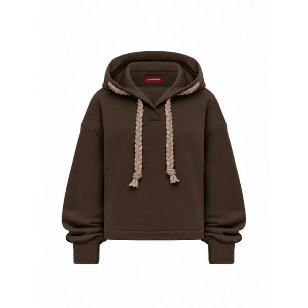 MANDRAGORA Oversized Cropped Hoodie Sento - Brown