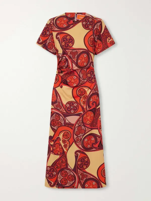 La DoubleJ Lela Printed Stretch Wool-blend Jersey Midi Dress - Multi