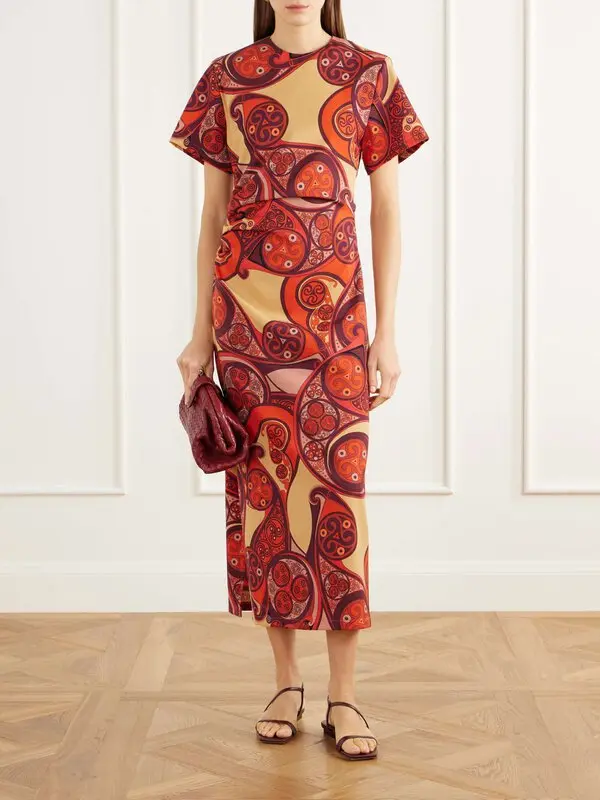 La DoubleJ Lela Printed Stretch Wool-blend Jersey Midi Dress