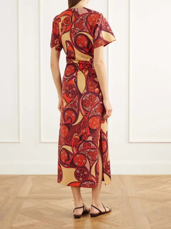 La DoubleJ Lela Printed Stretch Wool-blend Jersey Midi Dress