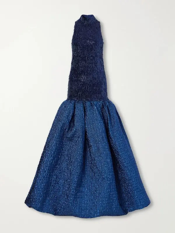 DIMA AYAD Sequin-embellished Cloqué Gown - Blue