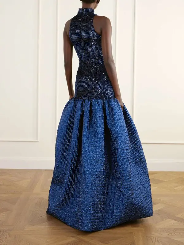 DIMA AYAD Sequin-embellished Cloqué Gown