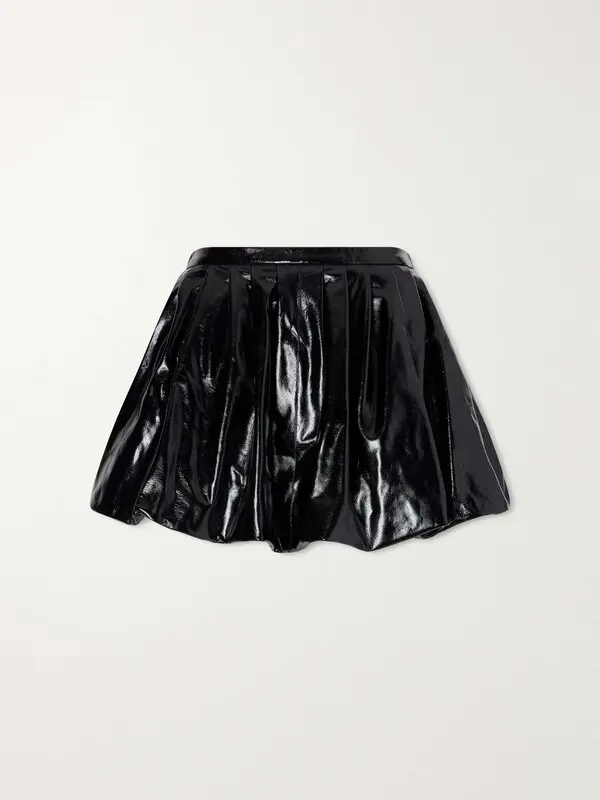 Nour Hammour Lucia Gathered Paneled Textured-leather Mini Skirt