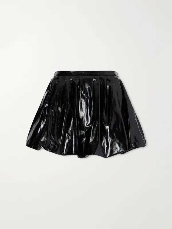Nour Hammour Lucia Gathered Paneled Textured-leather Mini Skirt - Black