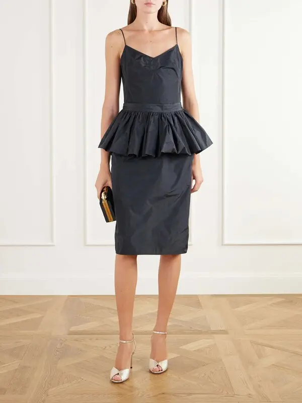Stella McCartney Peplum Taffeta Midi Dress