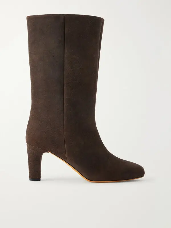 MARYAM NASSIR ZADEH Sandra 95 Paneled Suede Knee Boots - Gray