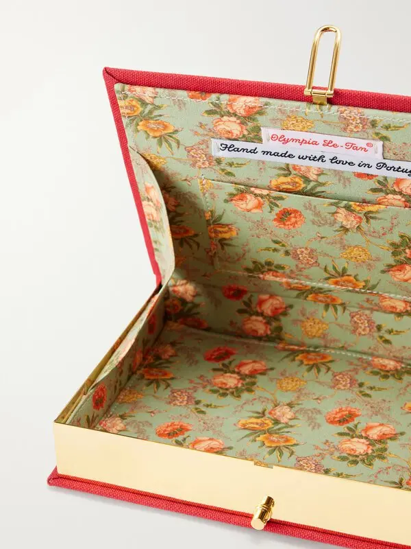 OLYMPIA LE-TAN Christmas Holidays Embroidered Canvas Clutch