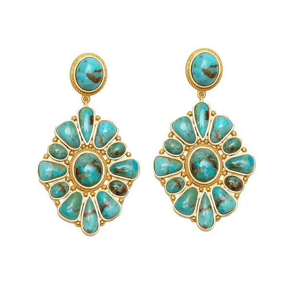 CHRISTINA GREENE Prairie Blossom Turquoise Statement Earrings