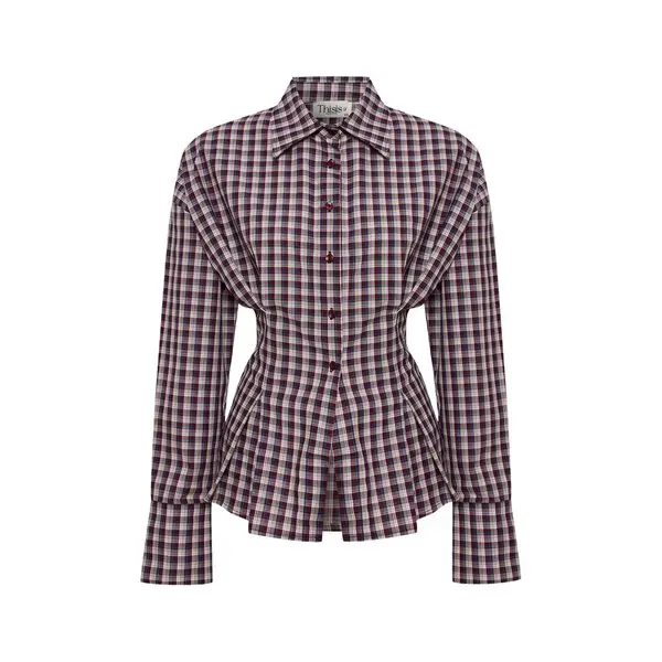 THISISU COLLECTION Kate Waist-defined Plaid Shirt