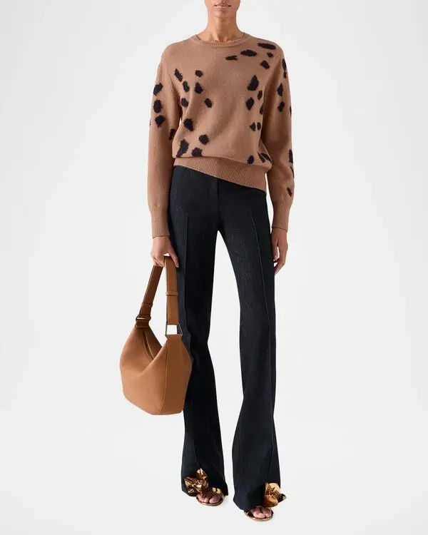 Akris Appaloosa Intarsia Cashmere-silk Sweater - Camel