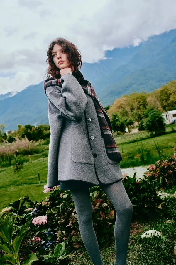 Fabrique Cecilia Reversible Scarf Cape Coat In 100% Wool