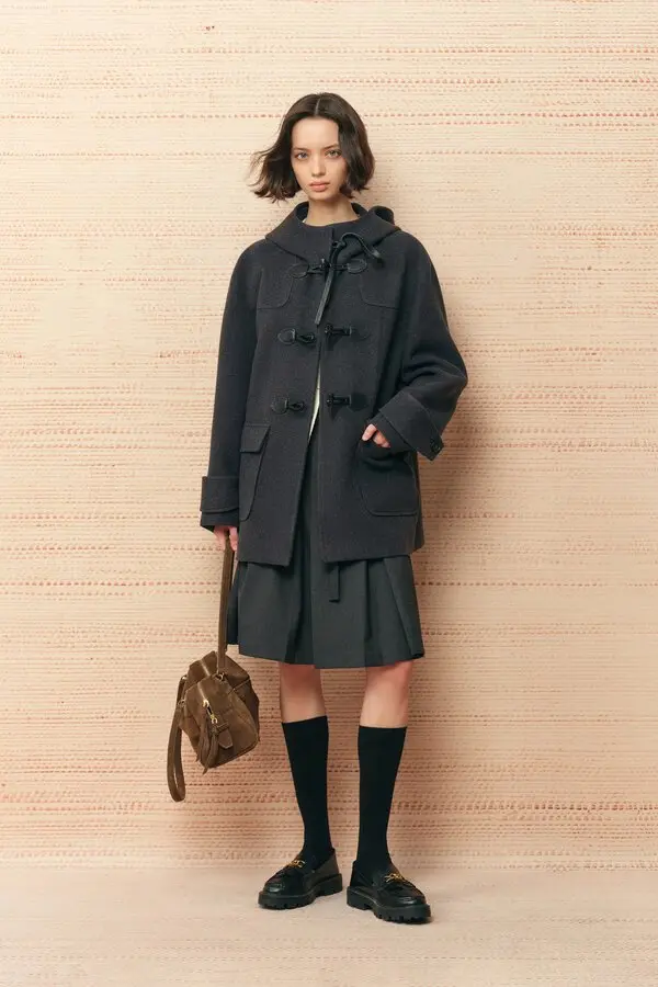 Fabrique Rue Lightweight Hooded Midi Coat In Wool Blend