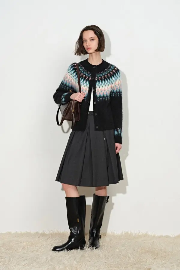 Fabrique Isla Fair Isle Cardigan In Alpaca Blend - Multicolor