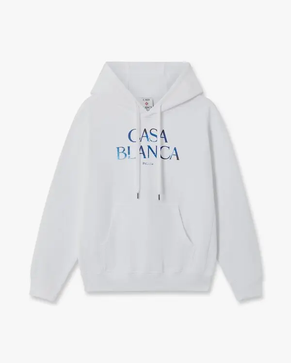 Casablanca Meduse Stacked Logo Hooded Sweatshirt - White