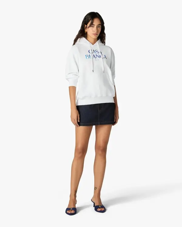 Casablanca Meduse Stacked Logo Hooded Sweatshirt - White