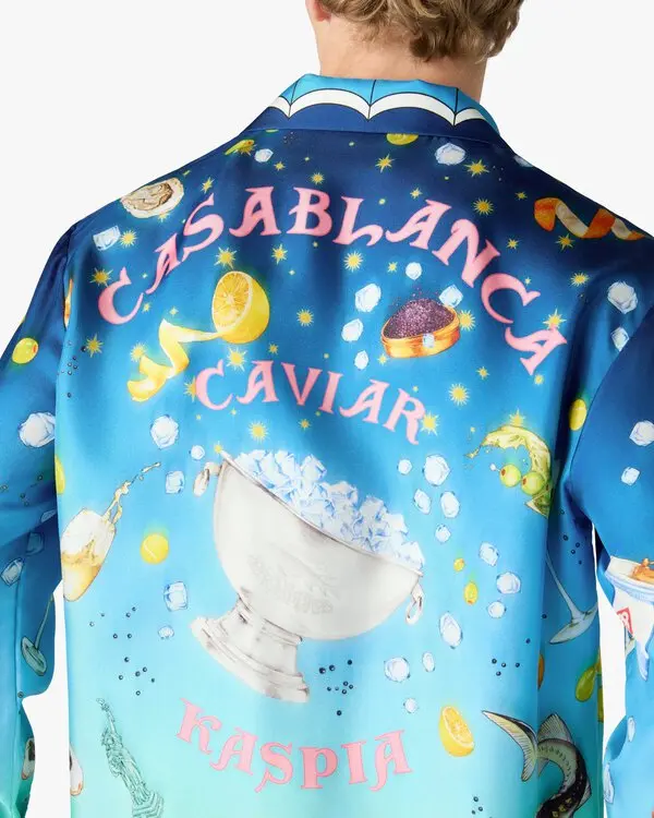 Casablanca Blue Gradient Casa Kaspia New York Long Sleeve Silk Shirt