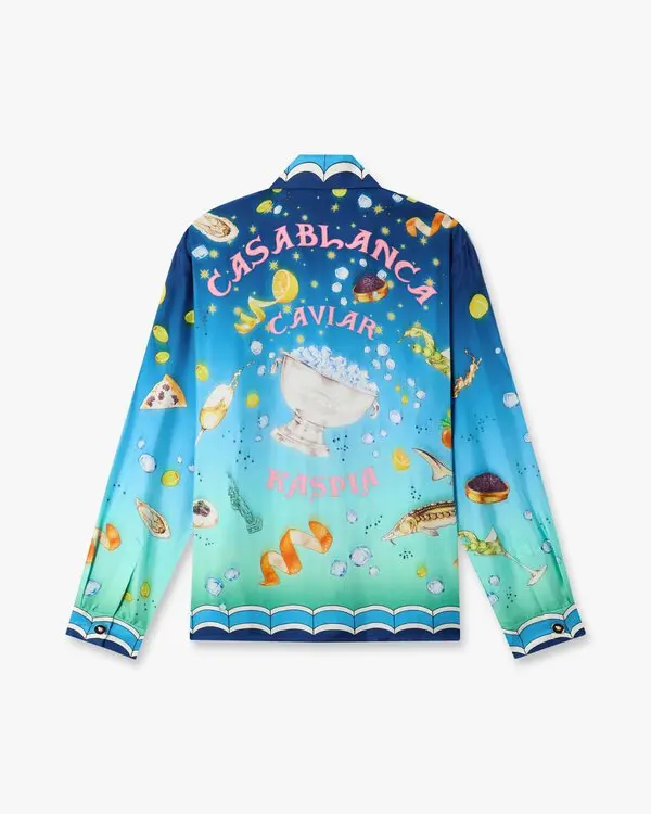 Casablanca Blue Gradient Casa Kaspia New York Long Sleeve Silk Shirt