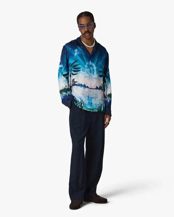 Casablanca Crystal Alchemy Long Sleeve Silk Twill Shirt