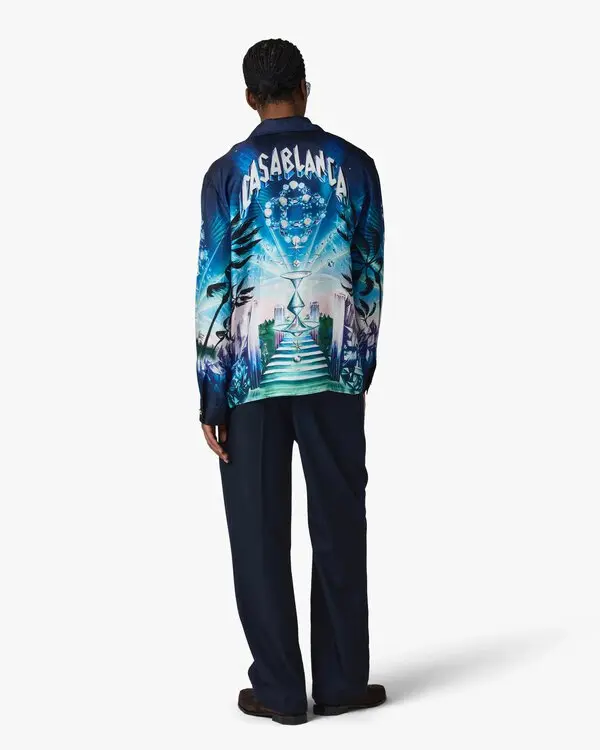 Casablanca Crystal Alchemy Long Sleeve Silk Twill Shirt