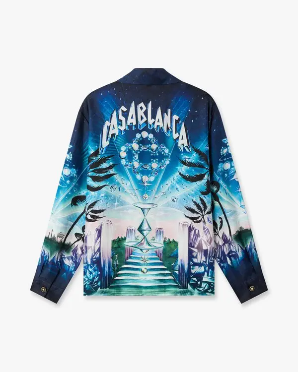 Casablanca Crystal Alchemy Long Sleeve Silk Twill Shirt