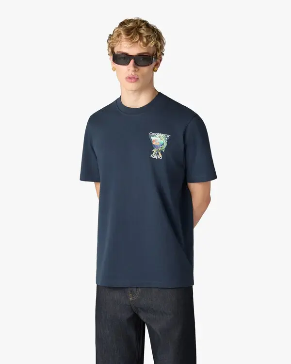 Casablanca Navy Casa Kaspia New York Club Icon Short Sleeve T-shirt - Multicolor