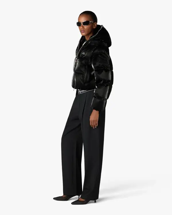 Casablanca Lacquered Cropped Nylon Puffer Down Jacket