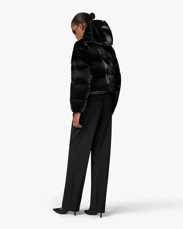 Casablanca Lacquered Cropped Nylon Puffer Down Jacket