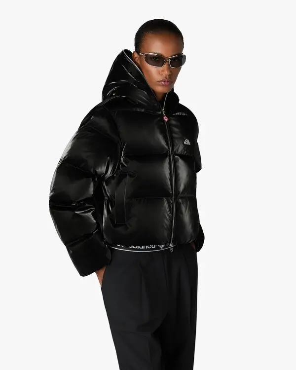 Casablanca Lacquered Cropped Nylon Puffer Down Jacket