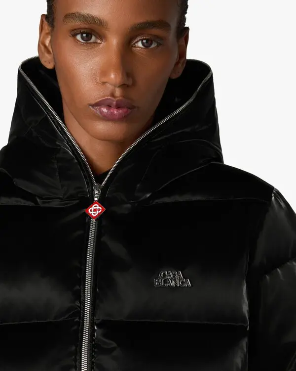 Casablanca Lacquered Cropped Nylon Puffer Down Jacket